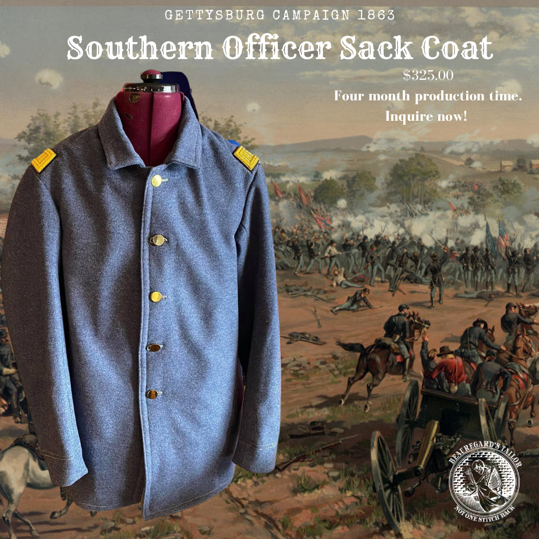 Confederate Officer Sack Coat - Army of Northern Virginia – Beauregard's Tailor