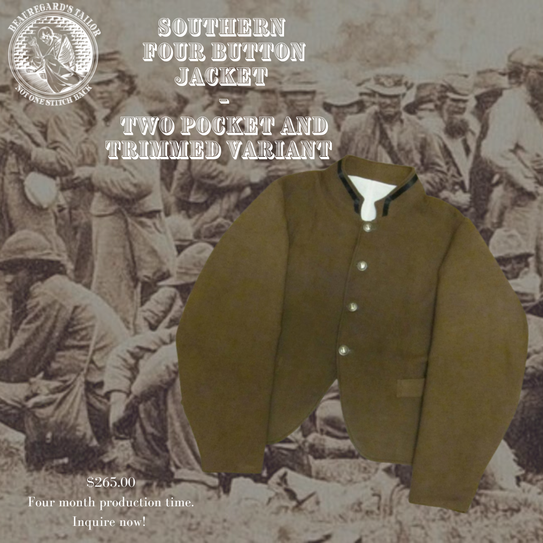 Confederate 4- Button Jacket – Beauregard's Tailor
